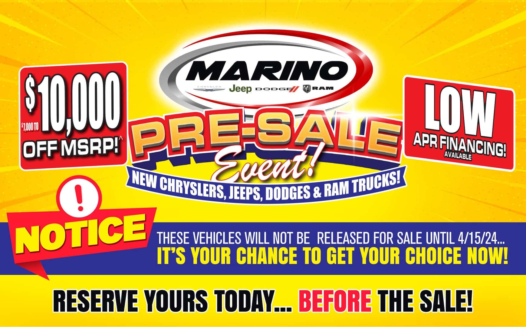 Marino Chrysler Jeep Dodge Ram's VIP-Sale Event | Marino Chrysler Jeep ...