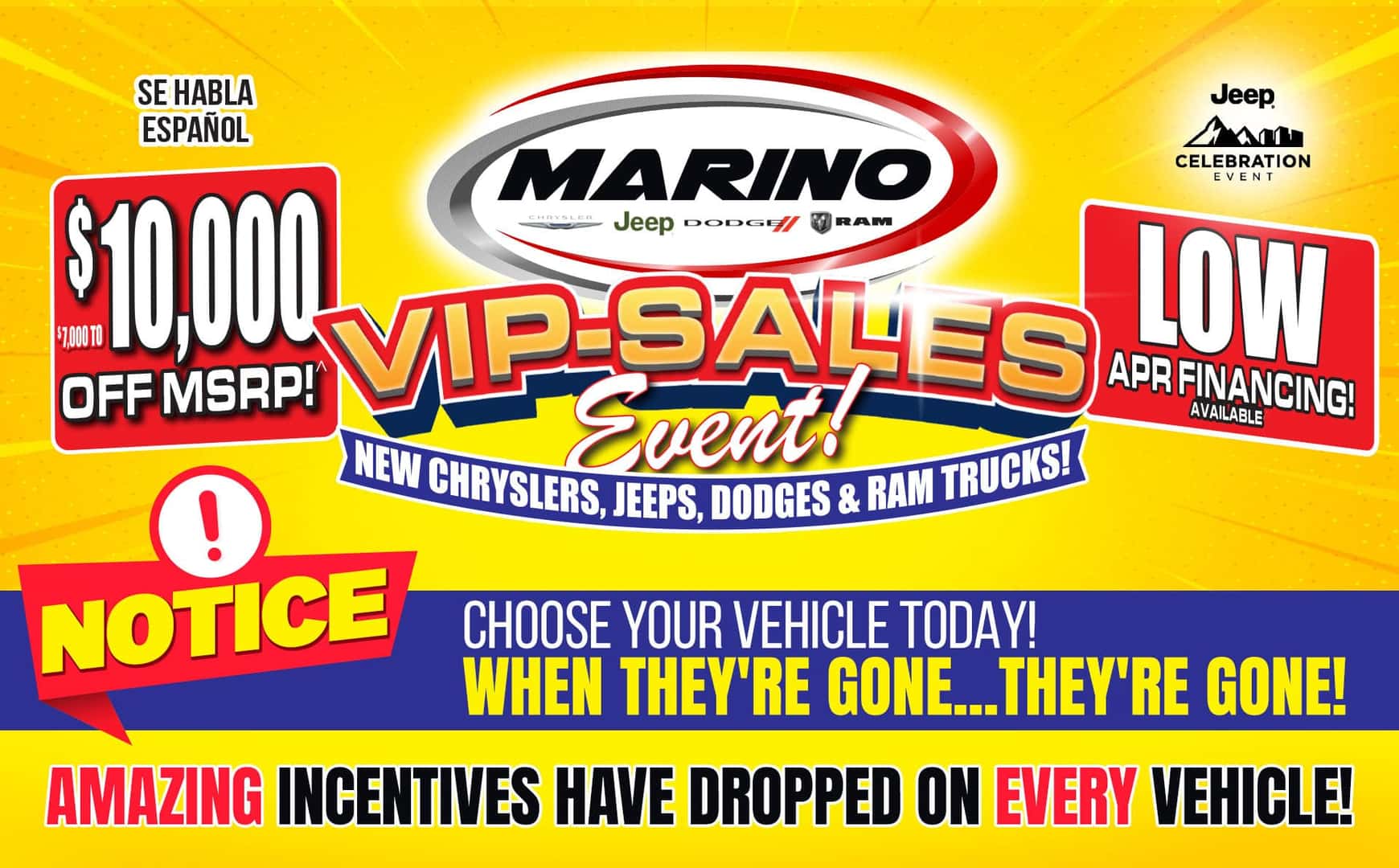 Marino Chrysler Jeep Dodge Ram's VIP-Sale Event | Marino Chrysler Jeep ...