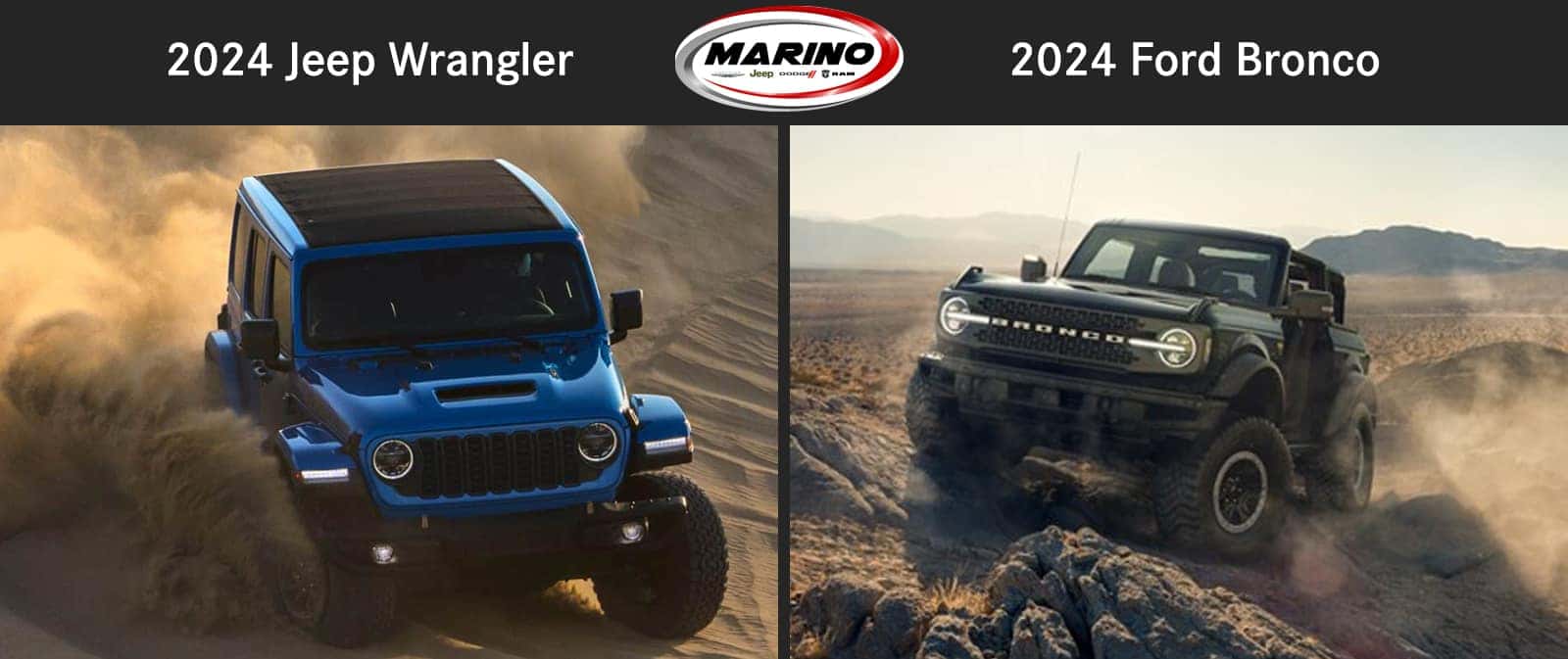 How to Choose Between the 2024 Jeep Wrangler and 2024 Ford Bronco | Marino Chrysler Jeep Dodge Ram